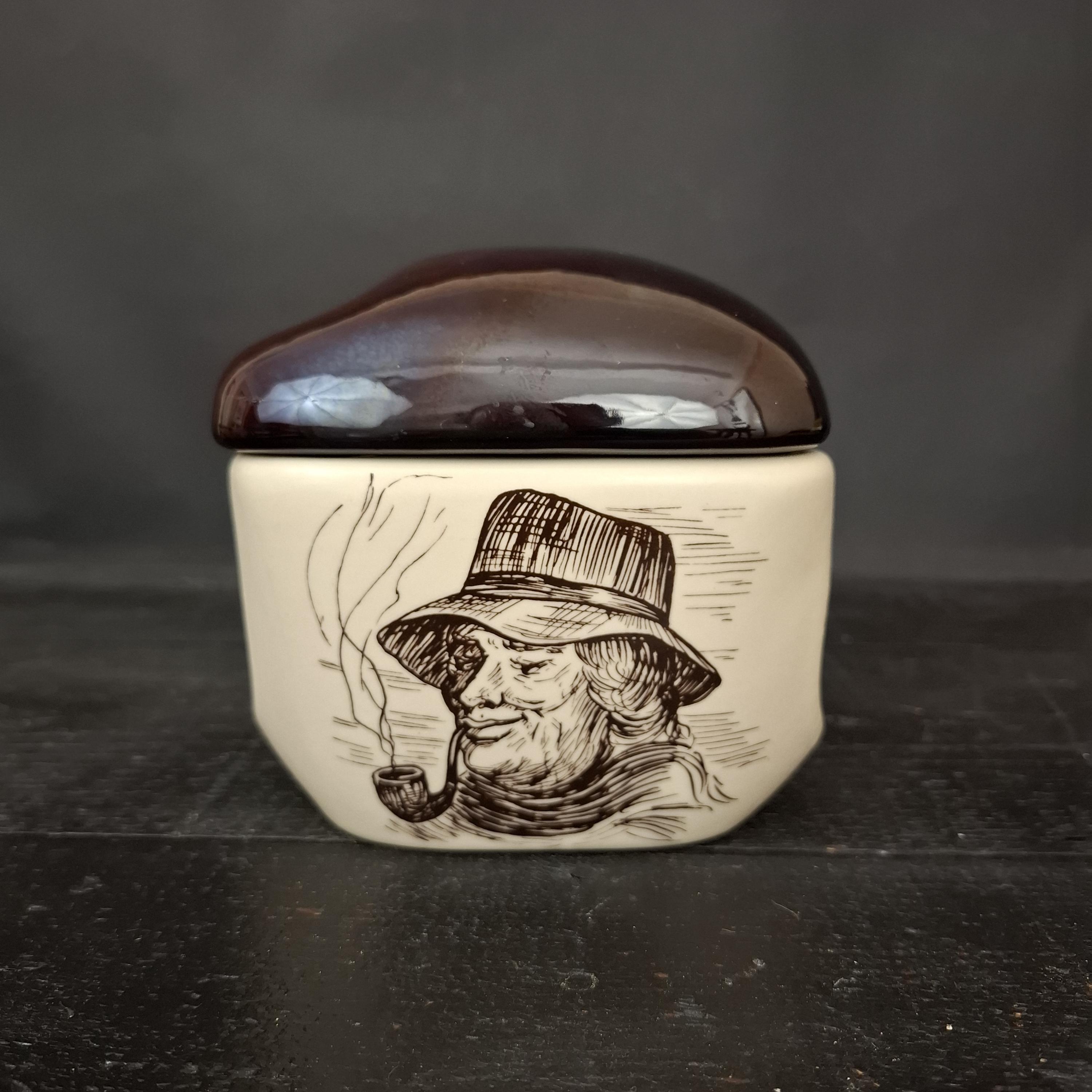French 1970s Ceramic Humidor Tobacco Jar with Pipe Stands, Gifts For ...