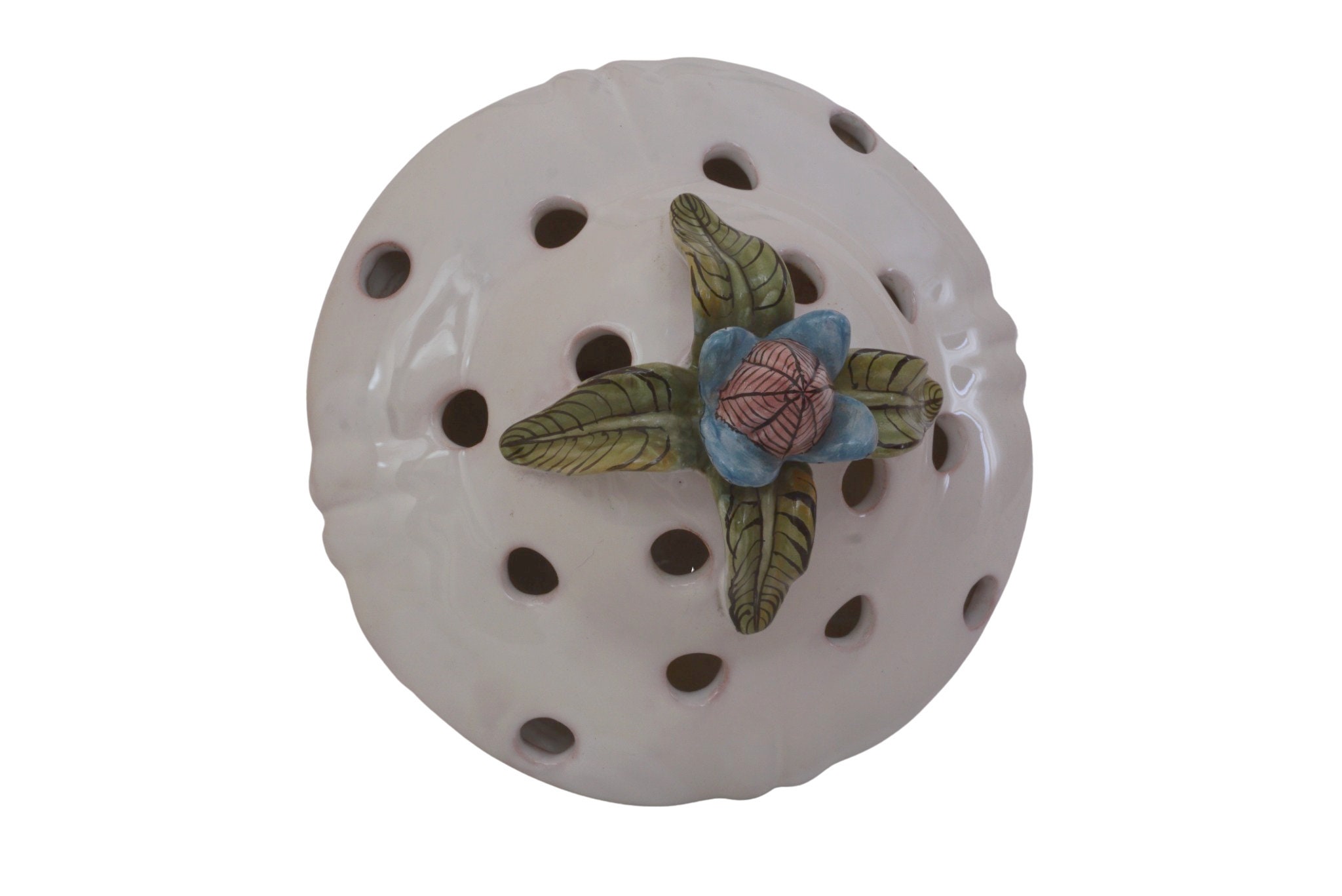 French Ceramic Tulip Vase by Moustiers, Hand Painted Pottery Flower Urn