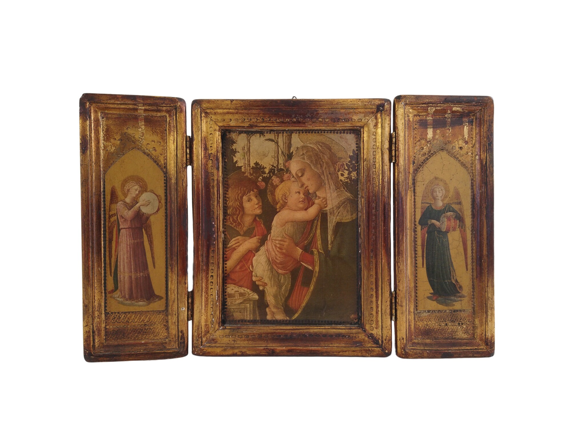 Florentine Triptych Home Altar With Angels Botticelli Madonna | Etsy