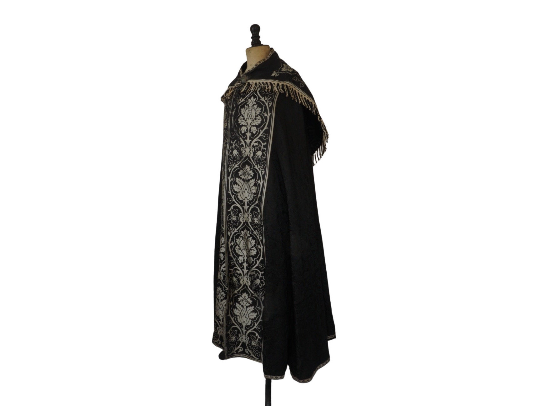 Antique French Priest Cope Cloak, Black Catholic Church Vestment ...