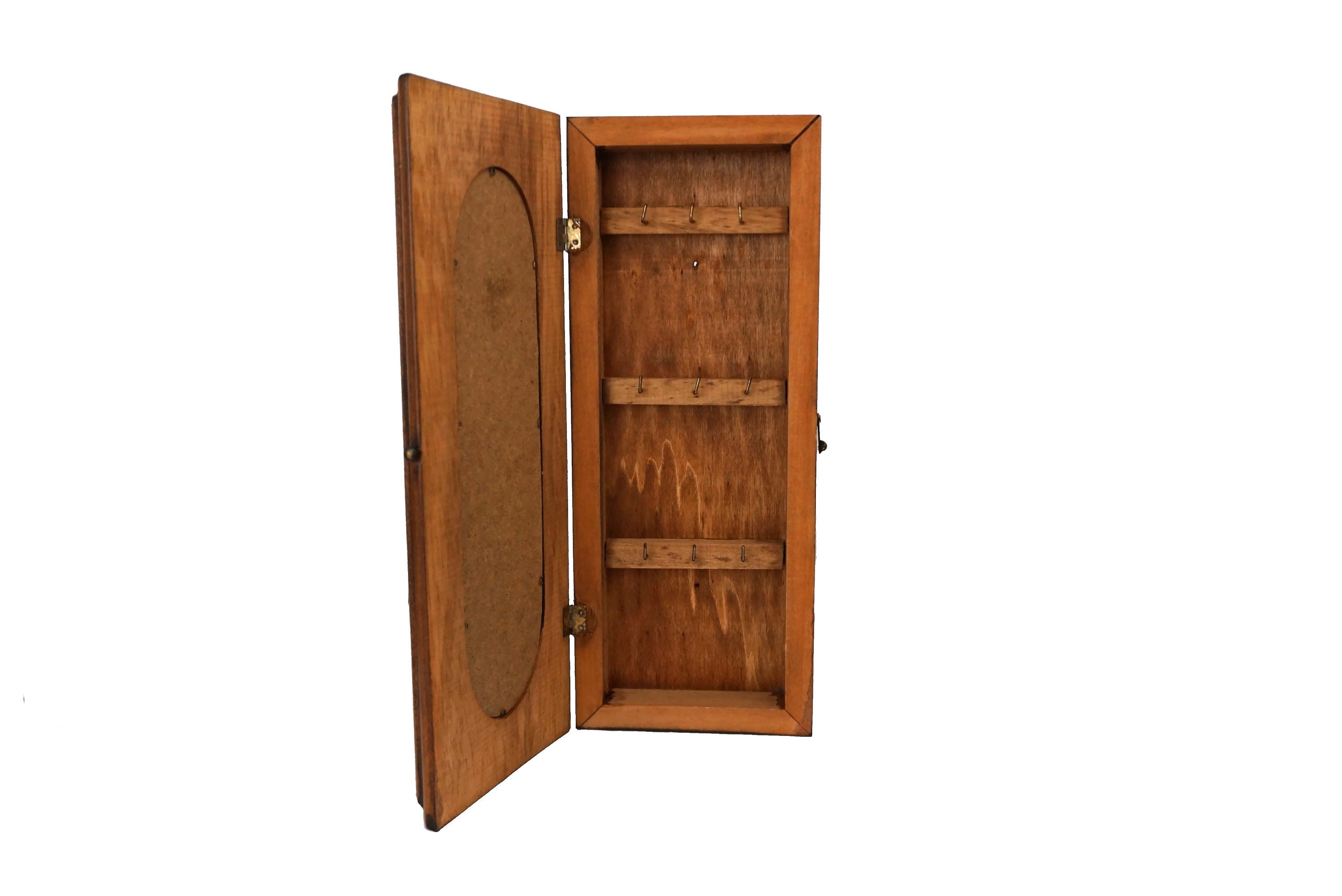 French Wooden Key Holder Cabinet with Country Landscape Painting ...