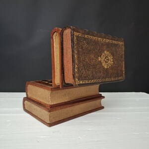 French Antique Secret Book Bar, Trompe L'oeil Decanter and Shot Glass ...