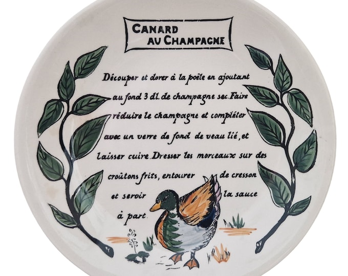 French Duck With Champagne Recipe Wall Plate by GIEN, Rustic Country ...