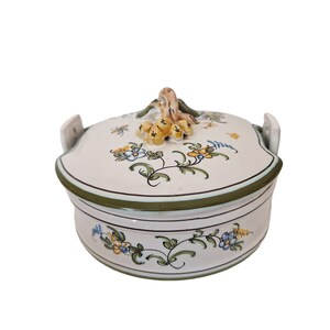 Moustiers French Faience Candy Dish With Hand Painted Bird of Paradise ...