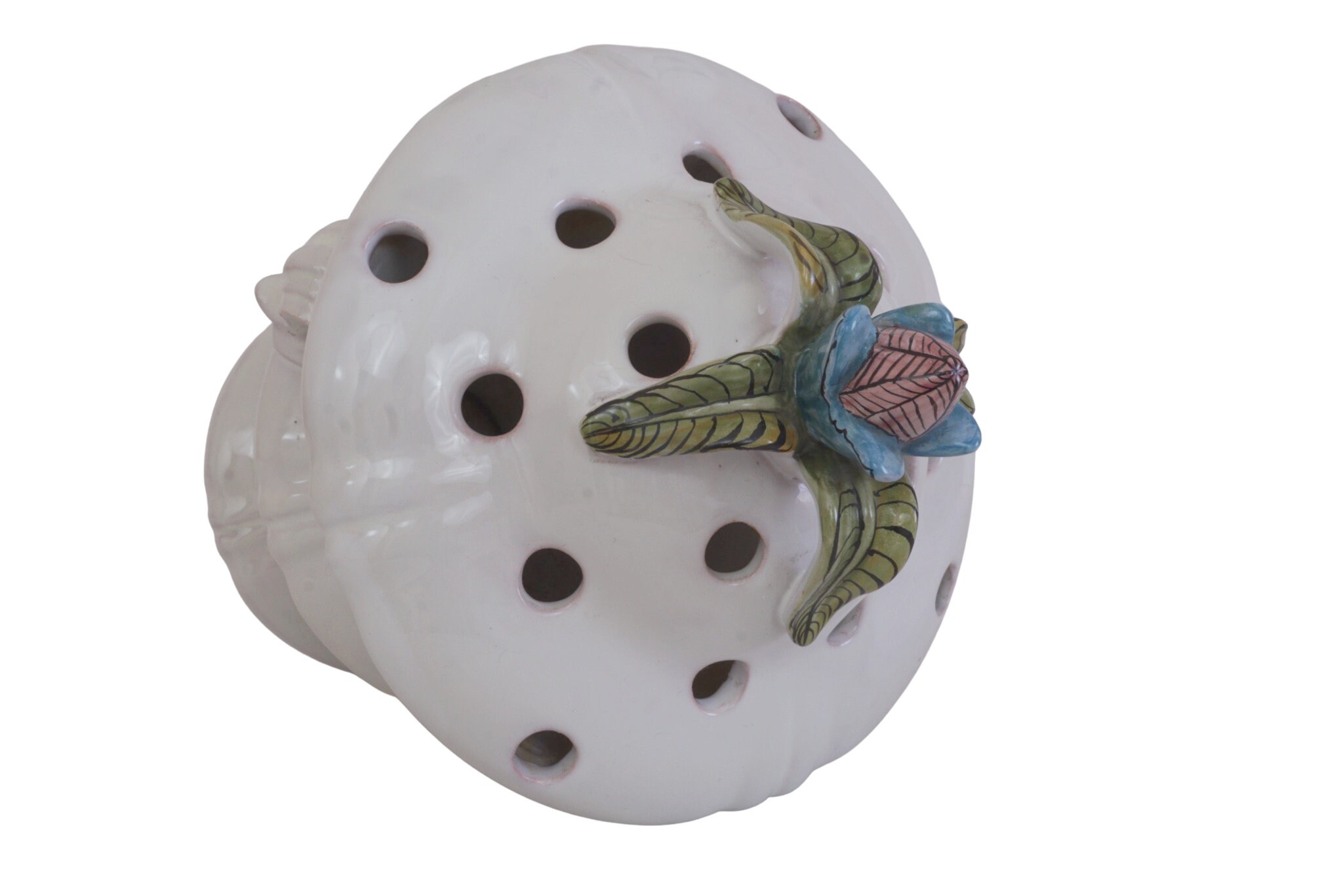 French Ceramic Tulip Vase by Moustiers, Hand Painted Pottery Flower Urn