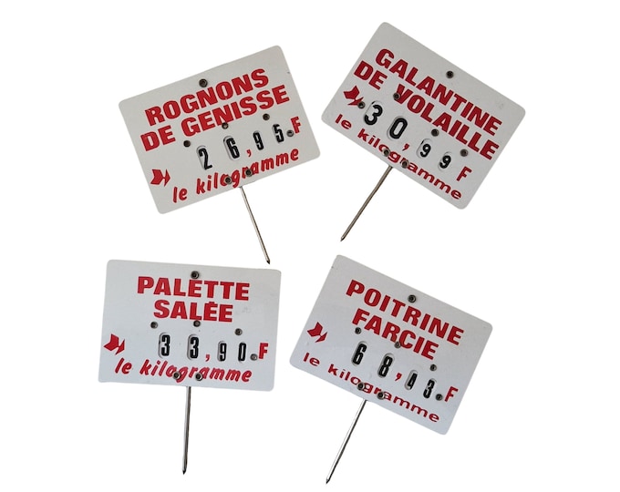 Butchers Meat Price Ticket Labels, Set of Vintage French Store Display ...