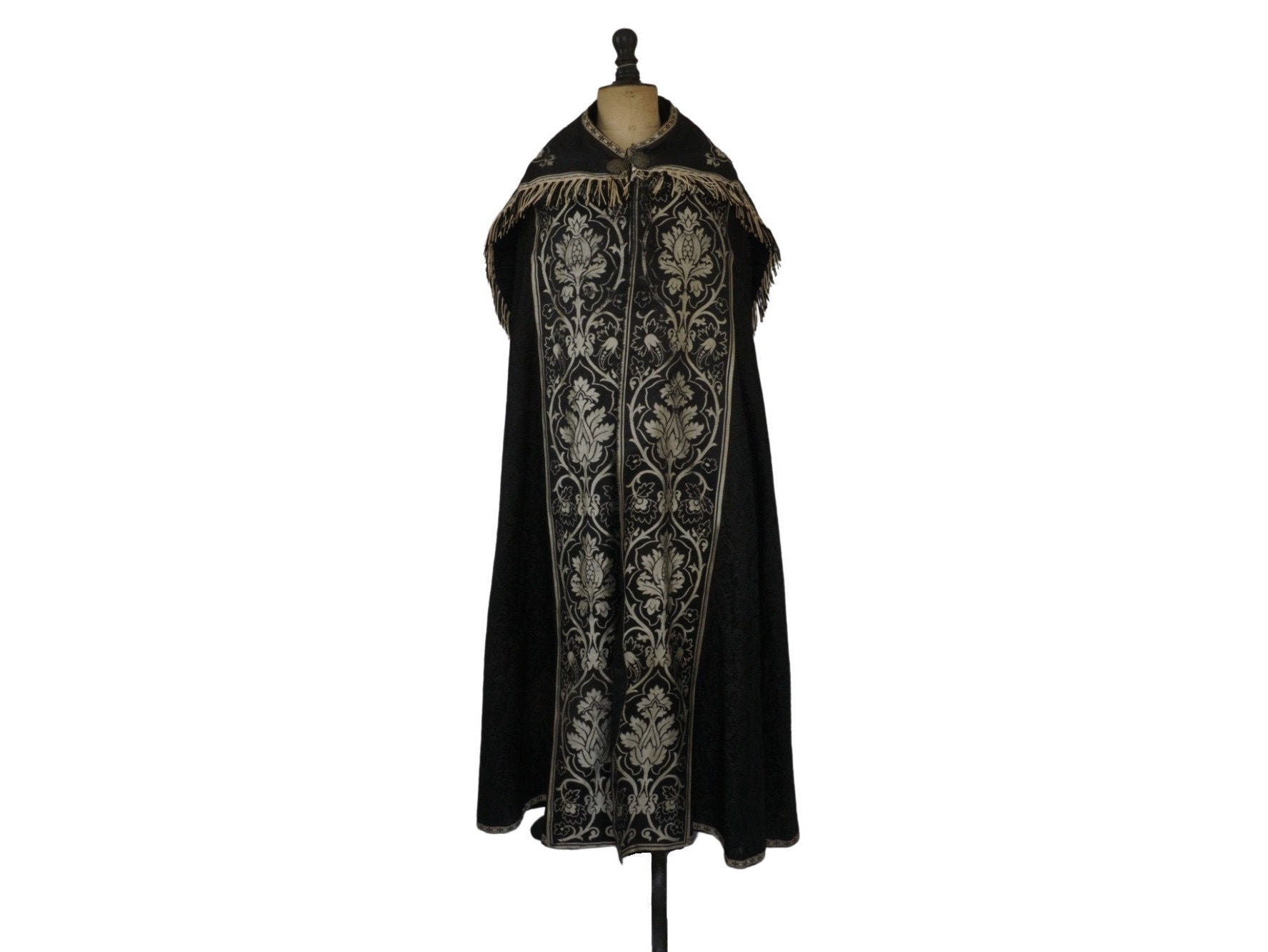 Antique French Priest Cope Cloak, Black Catholic Church Vestment ...