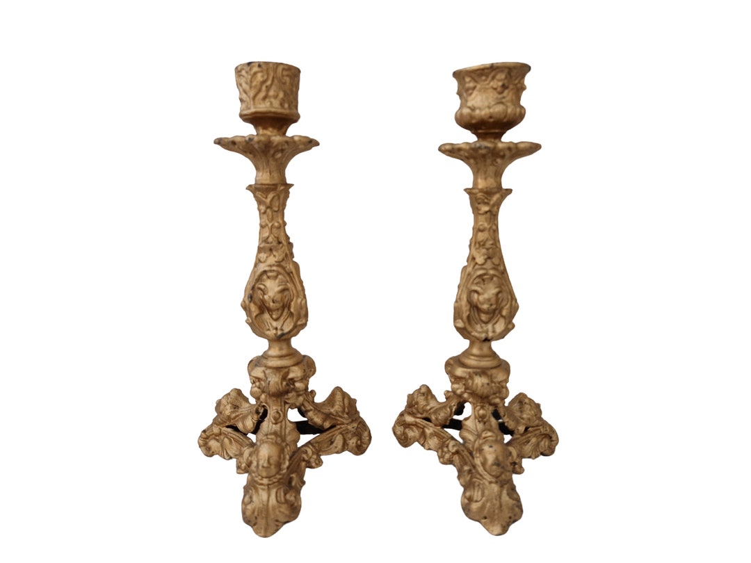 Antique French Cherub and Demon Head Candle Holders, Pair of 19th ...