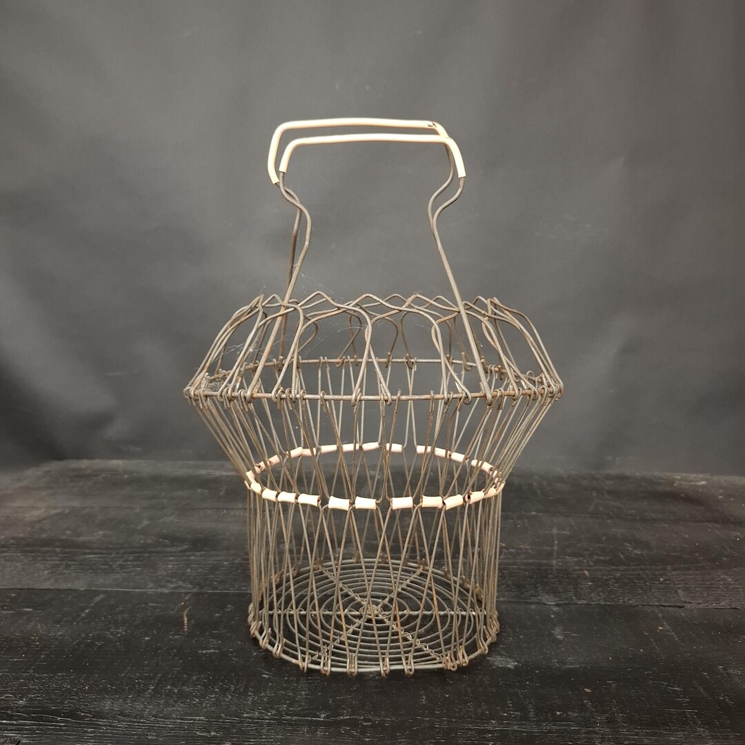 Vintage Wire Salad Dryer Basket, Mid Century French Metal Egg Holder ...