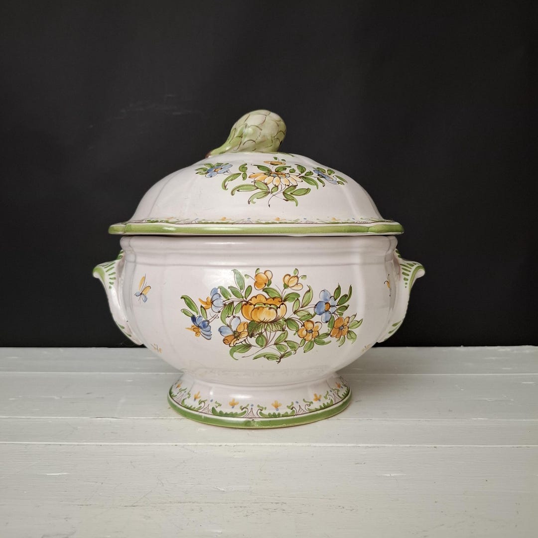 Moustiers Faience Soup Tureen, Hand Painted Ceramic Serving Dish - Etsy