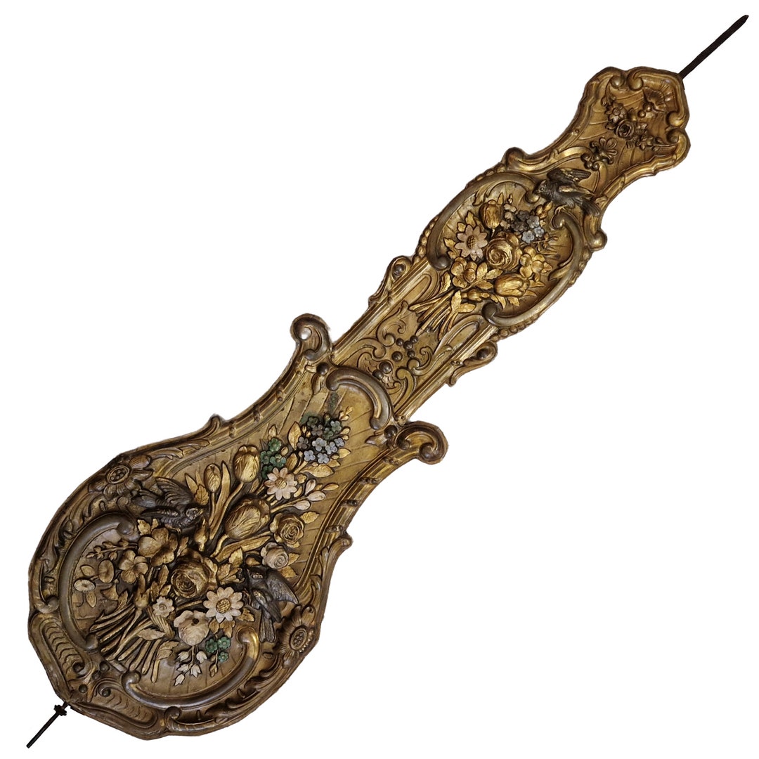 Antique French Comtoise Clock Pendulum With Flowers and Birds, 19th ...