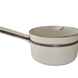 French Limoges Aluminite Porcelain Saucepan, Antique White Ceramic ...