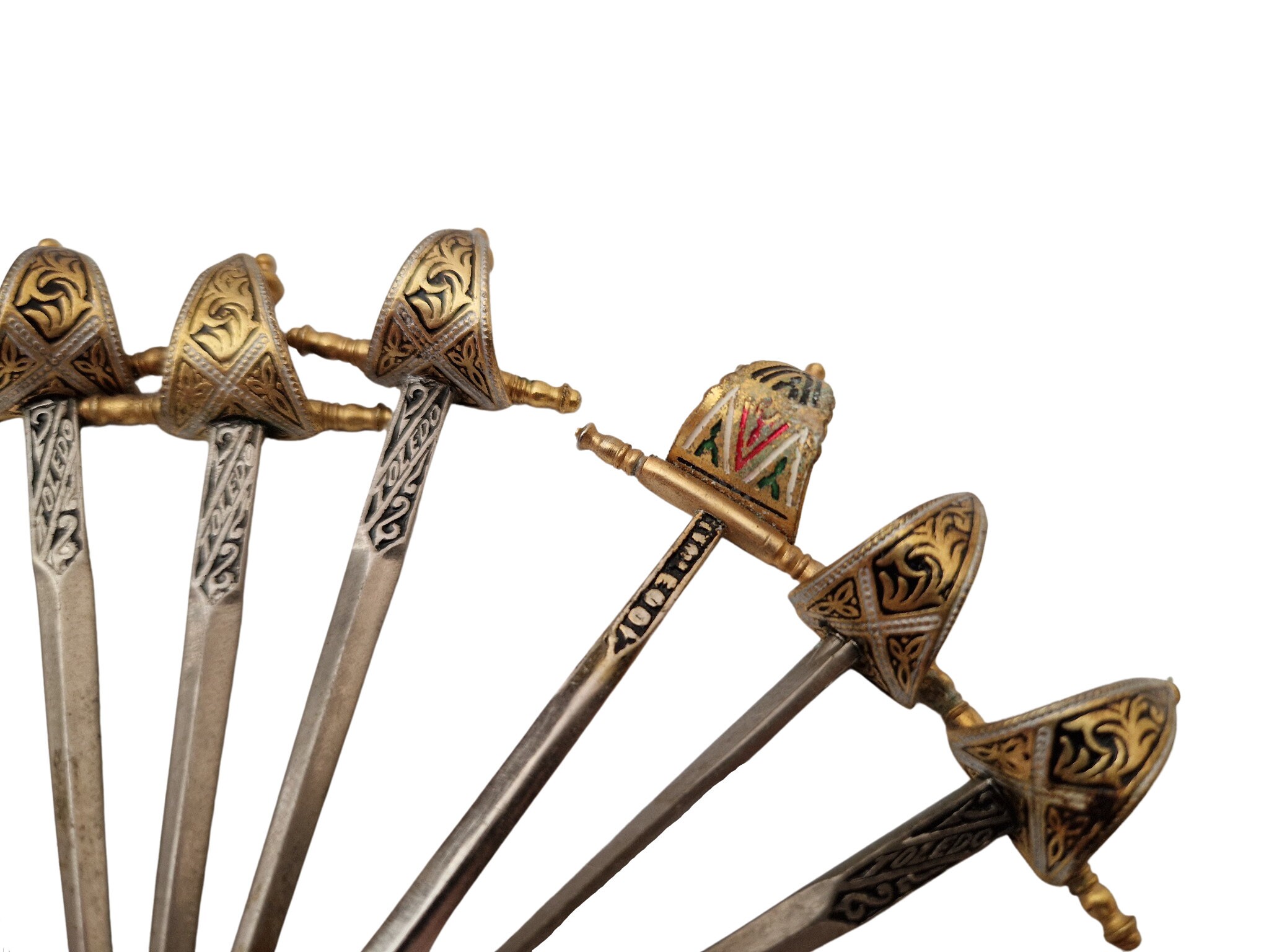 Vintage Brass Sword Cocktail Picks, Toledo Appetizer Sticks and Stand ...