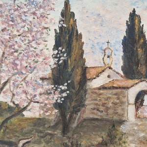 French Country Church Painting of Chapel Saint Sixte in Eygalieres ...