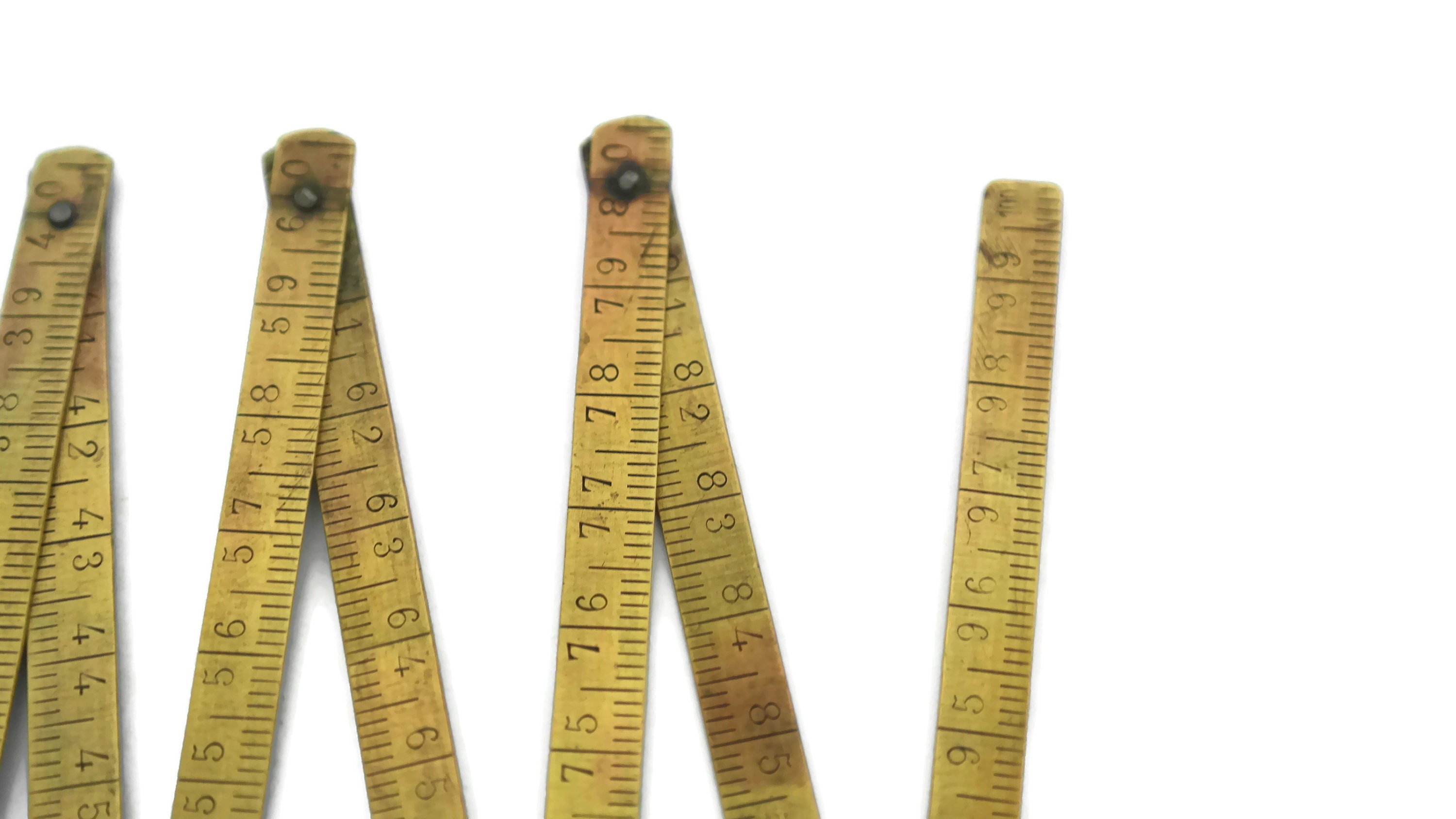 Vintage Brass Folding Meter Ruler, Carpenter's Extension Measuring Yard ...