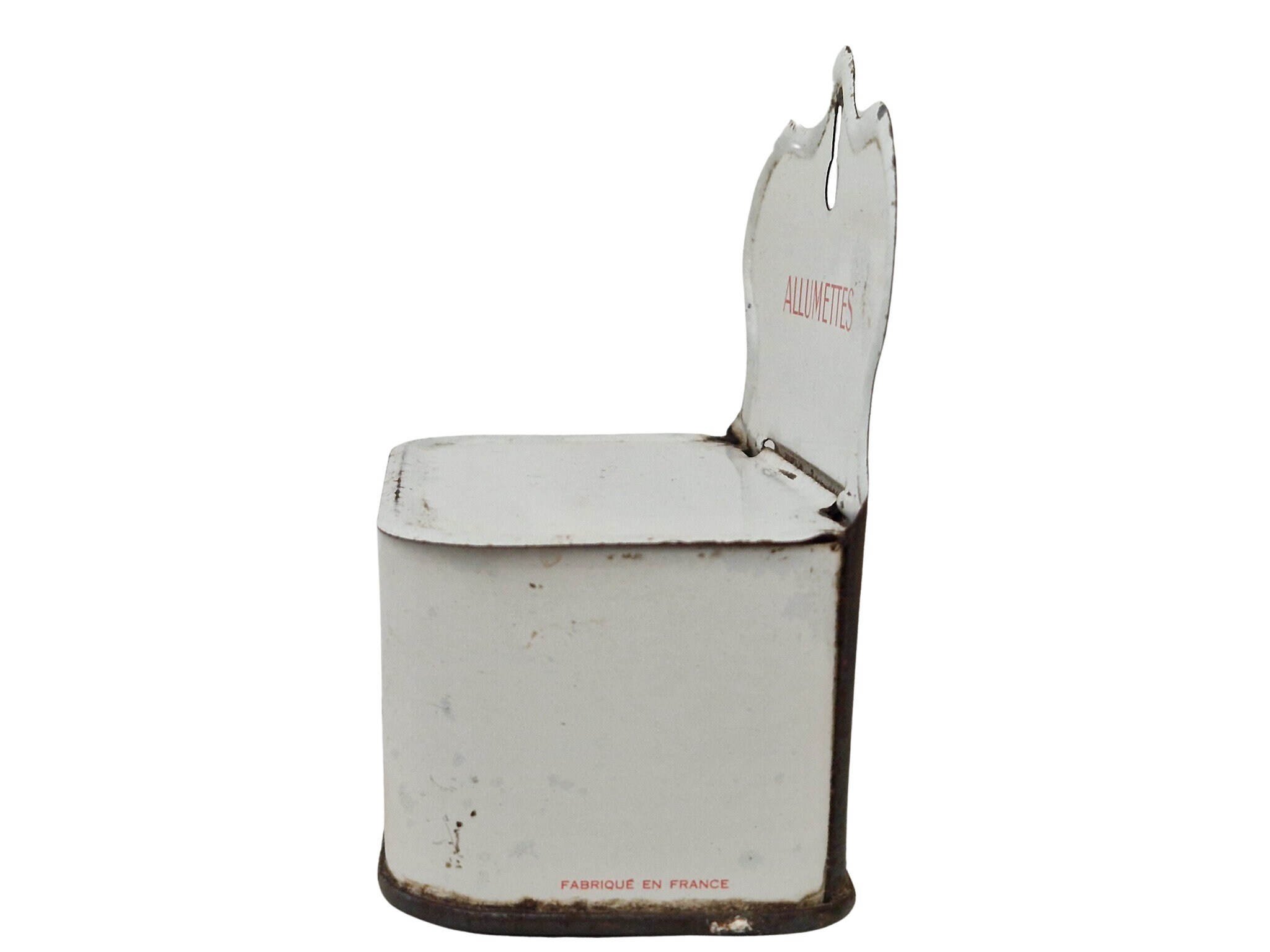 Rustic French Tin Match Box, Allumettes Vintage Country Kitchen Decor