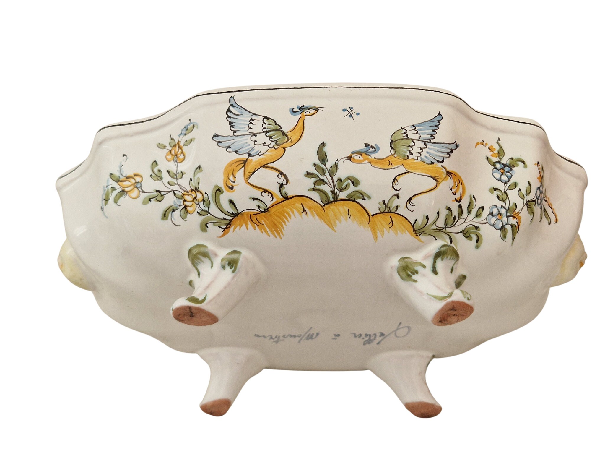 Moustiers Faience Vegetable Serving Dish, Hand Painted Ceramic Soup Tureen