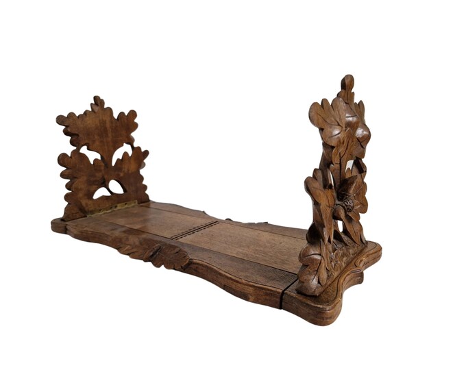 Antique Black Forest Carved Wood Book Rack With Acorns and Oak - Etsy