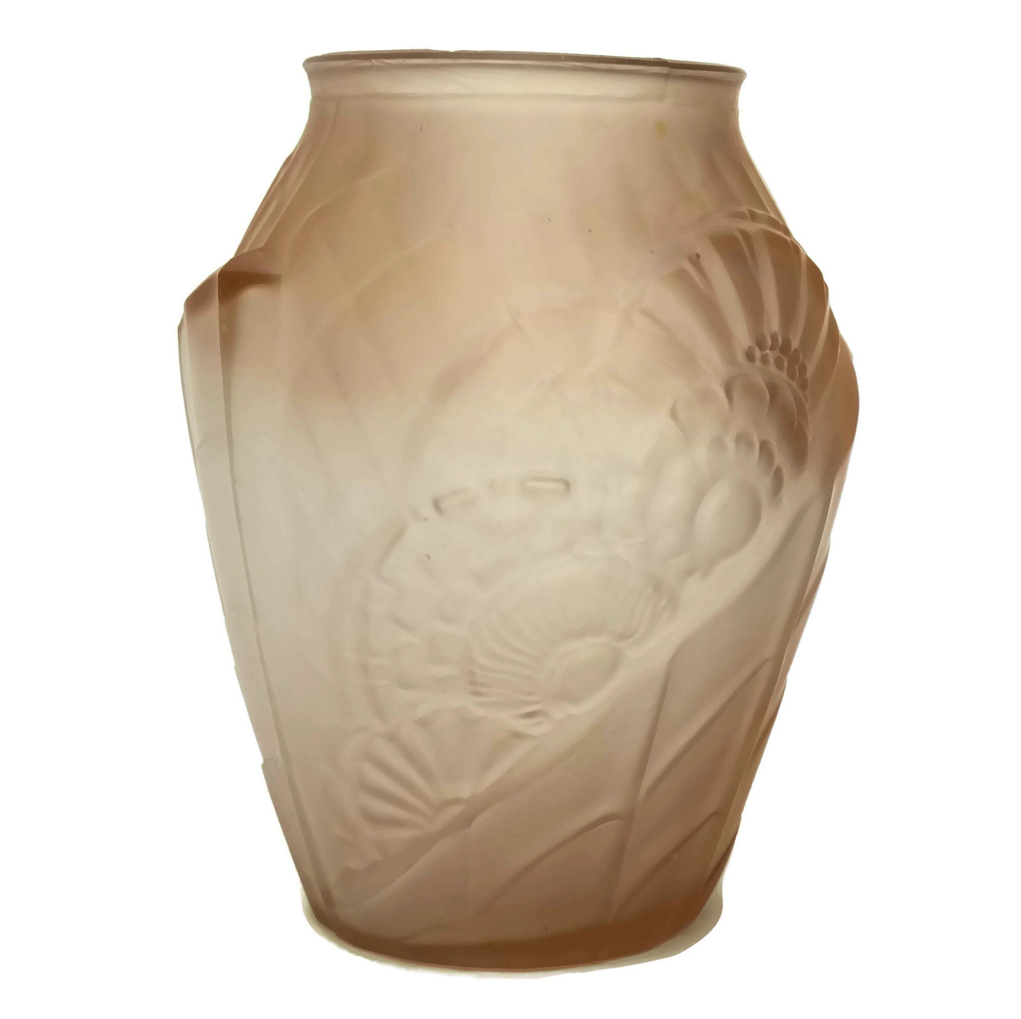 Art Deco Pink Glass Vase