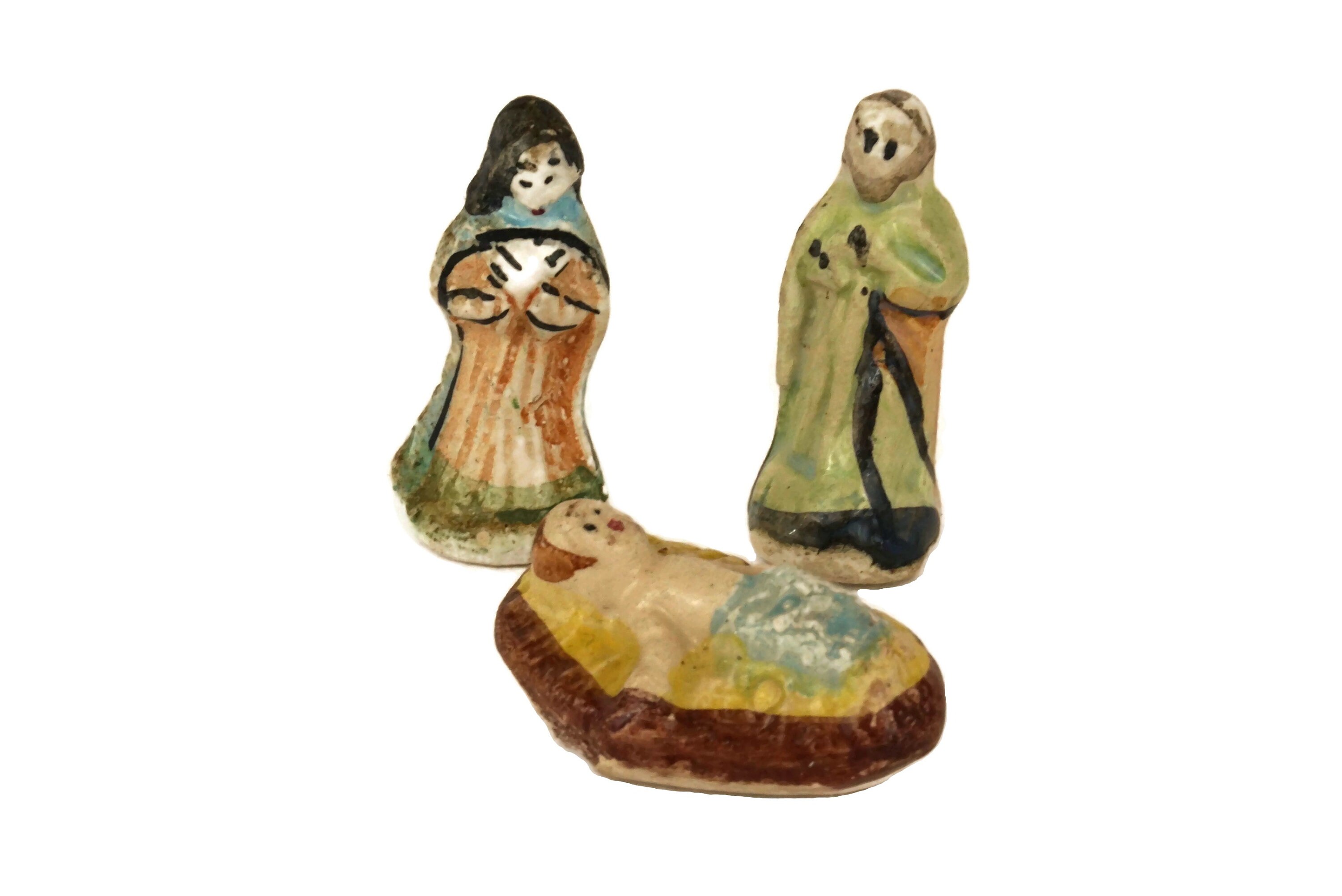 French Feves Christmas Nativity Set, 25 Miniature Ceramic Figurines ...