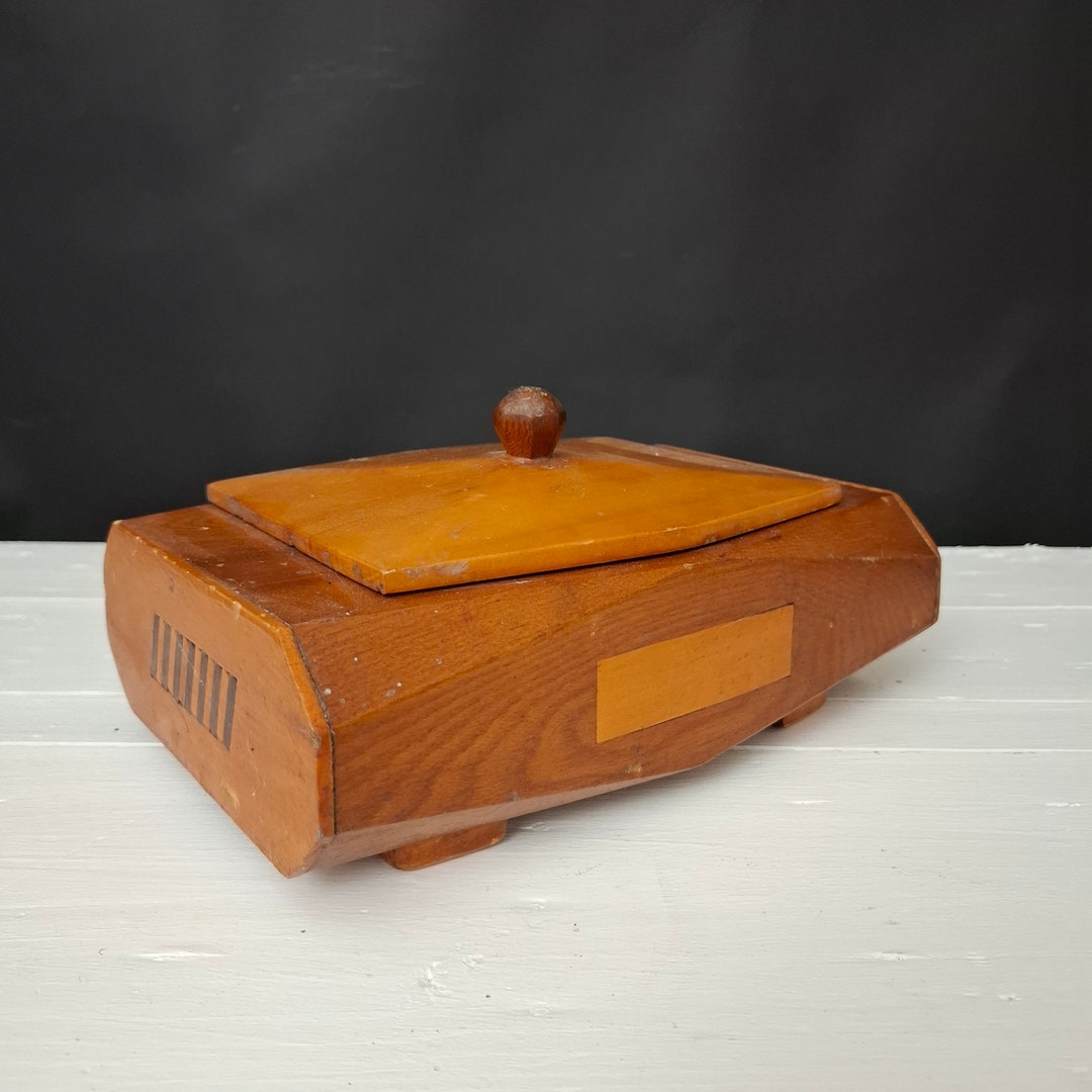 Art Deco Wood Cigarette and Cigar Box With Geometric Design - Etsy