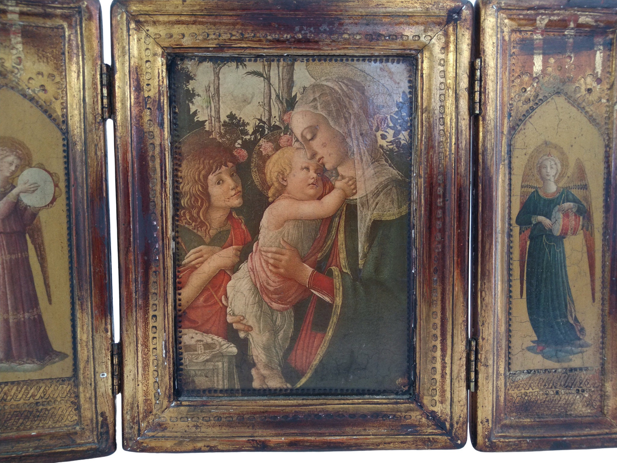 Florentine Triptych Home Altar With Angels Botticelli Madonna | Etsy