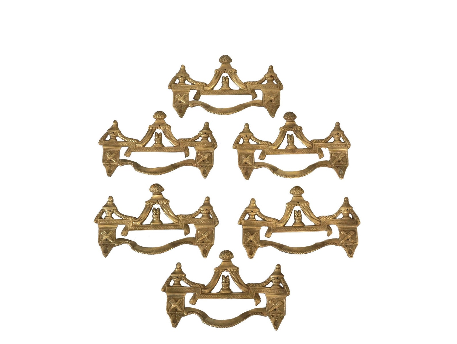 Antique French Bronze Drawer Pull Handles Set of 6 Furniture - Etsy
