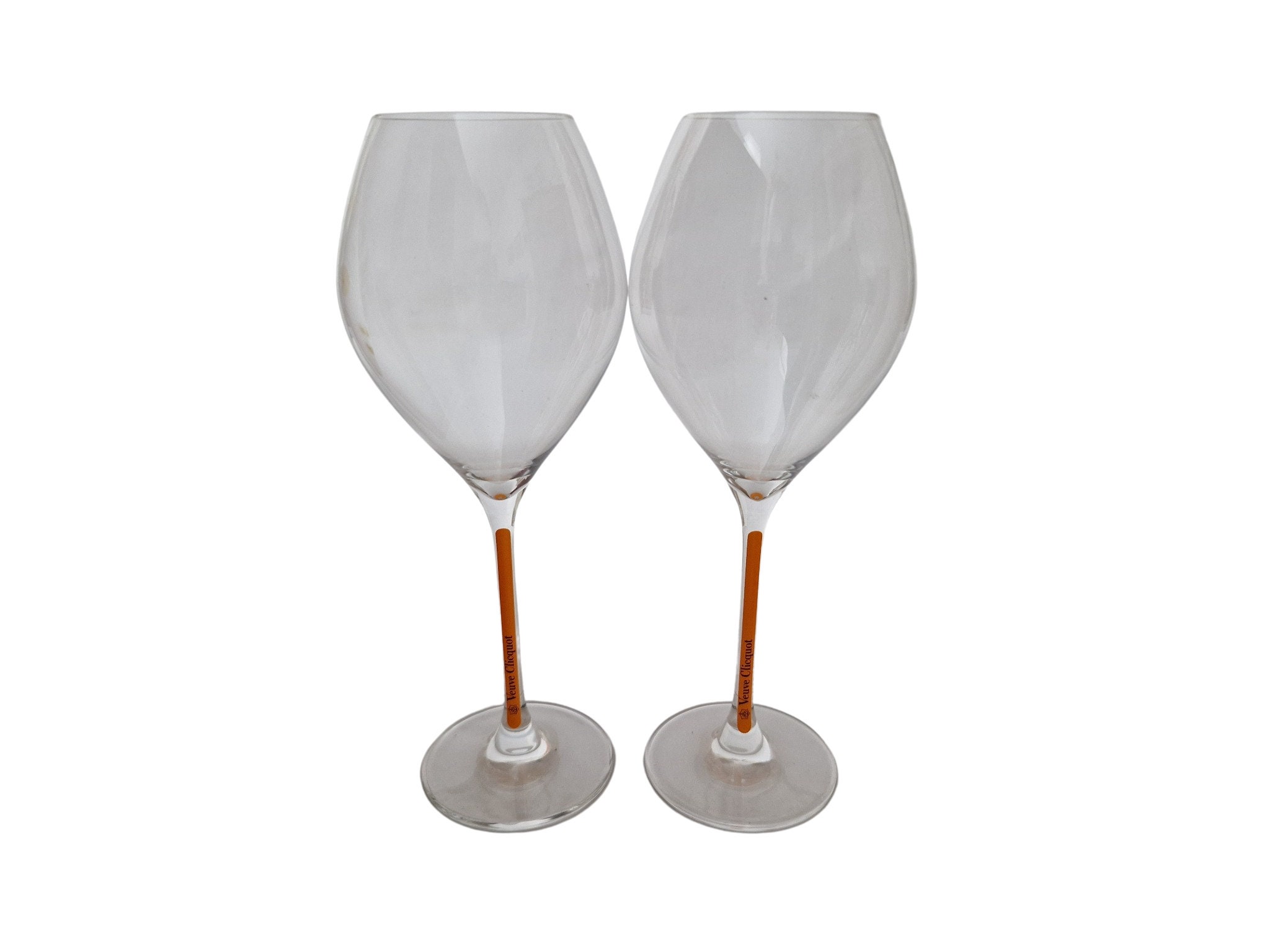 Veuve Clicquot Crystal Champagne Glasses Pair French Wine Glassware