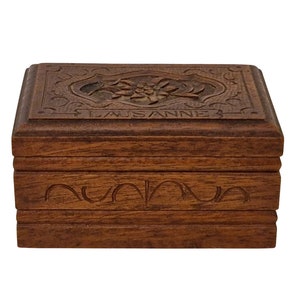 Swiss Black Forest Carved Wood Stamp Box With Edelweiss Flower ...