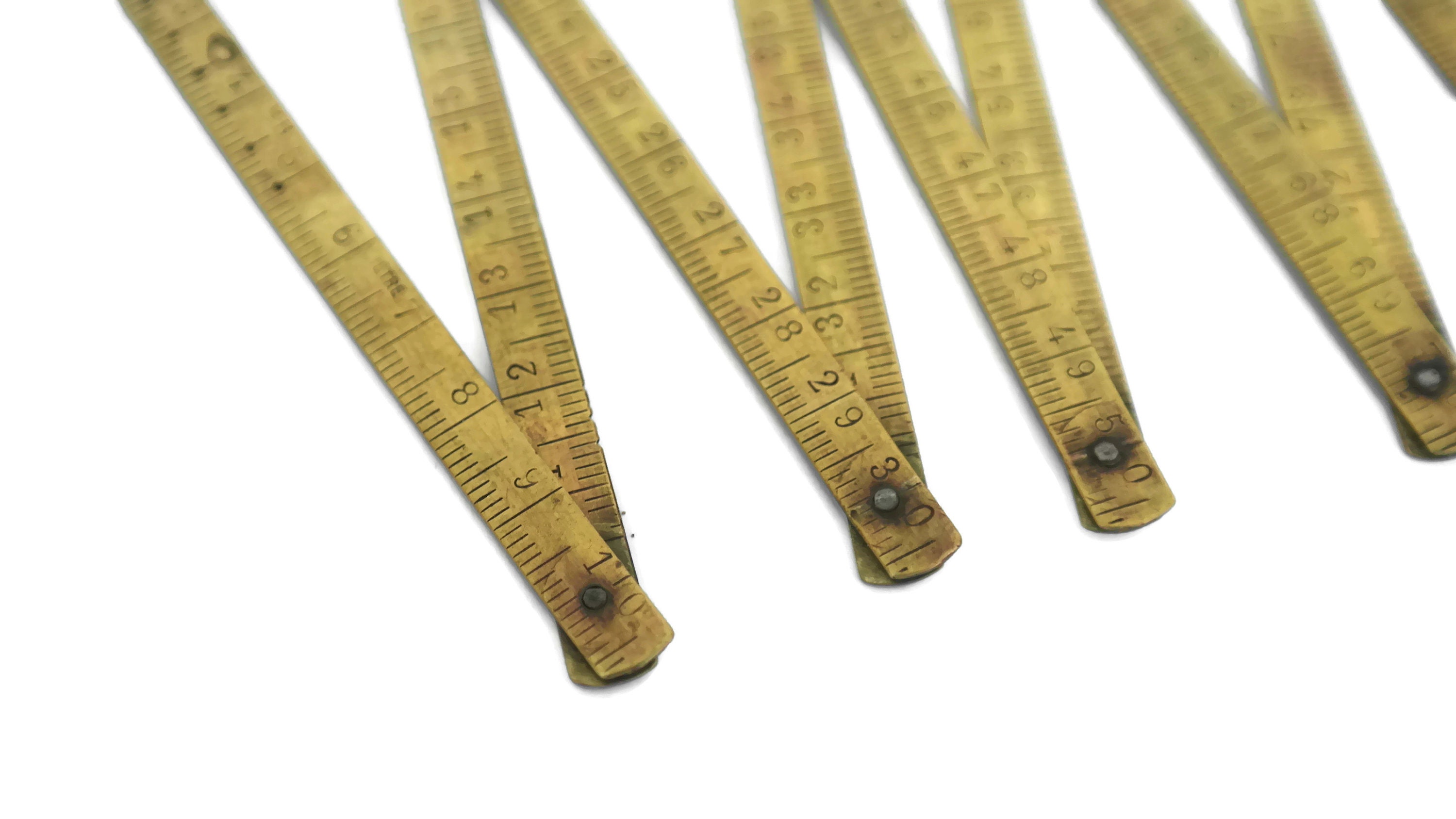 Vintage Brass Folding Meter Ruler, Carpenter's Extension Measuring Yard ...