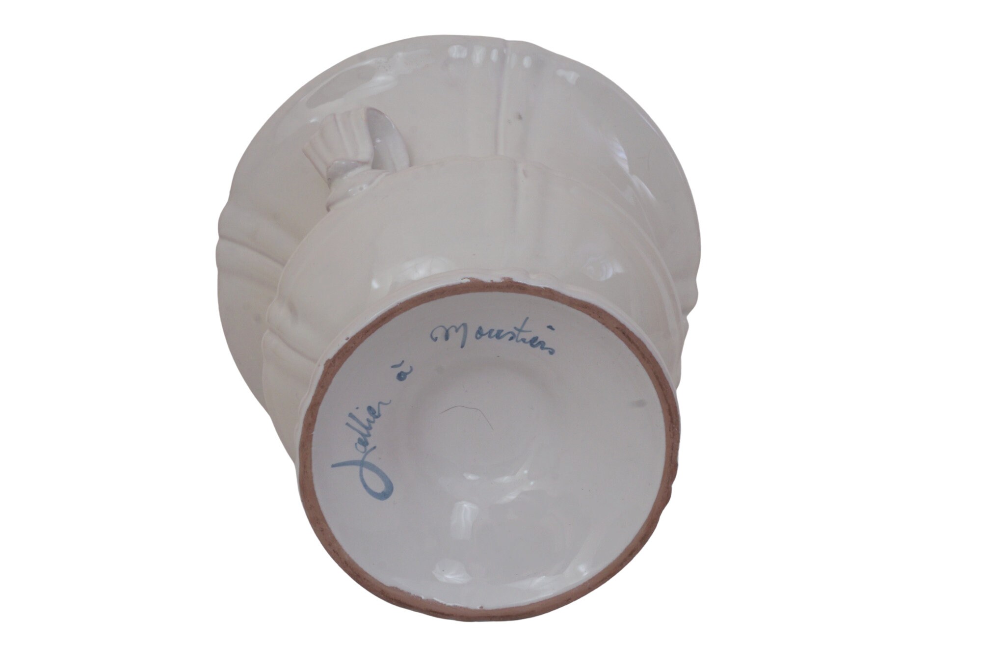 French Ceramic Tulip Vase by Moustiers, Hand Painted Pottery Flower Urn