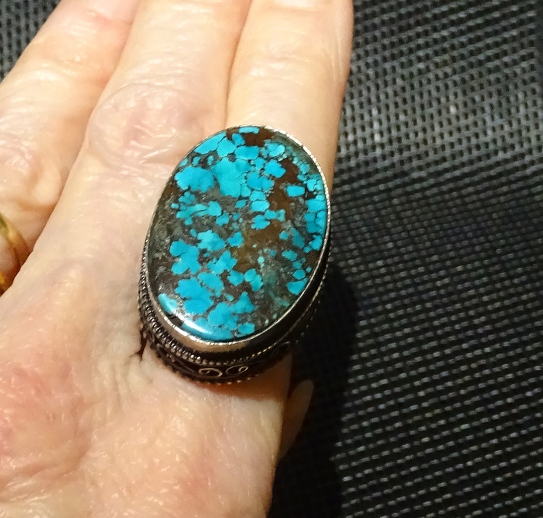 RARE Bisbee Turquoise Ring, Vintage Sterling - Etsy