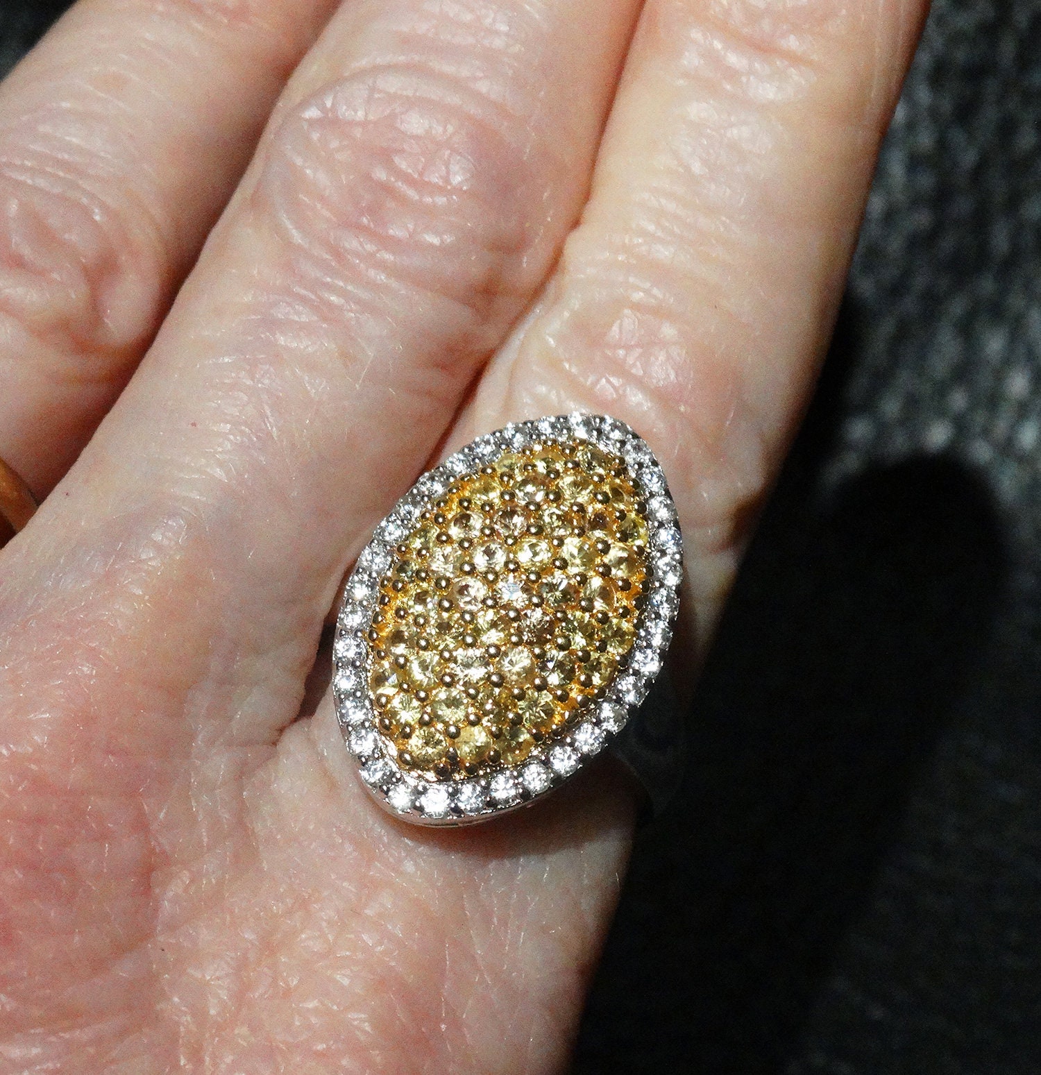 Yellow Sapphire Ring Platinum Overlay Sterling | Etsy