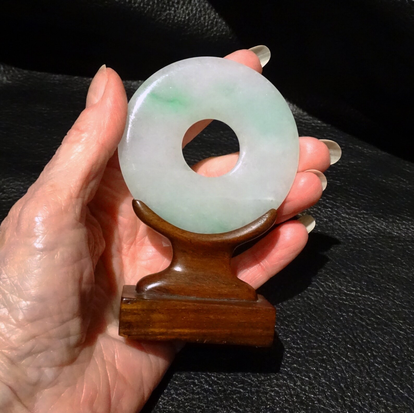 Jadeite Disk on Stand Pendant or Display - Etsy