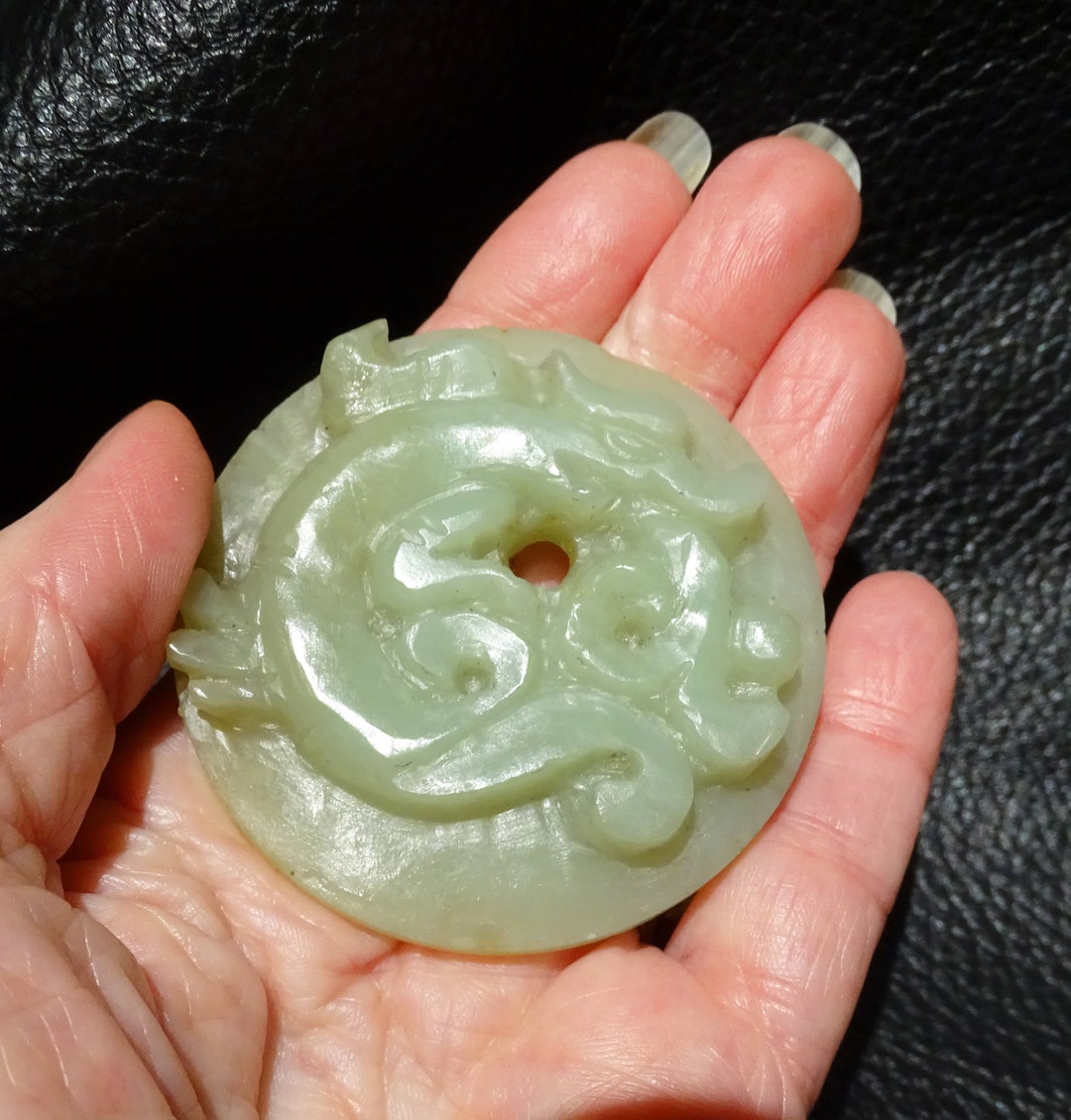 Jade Dragon Pendant, Vintage Nephrite - Etsy