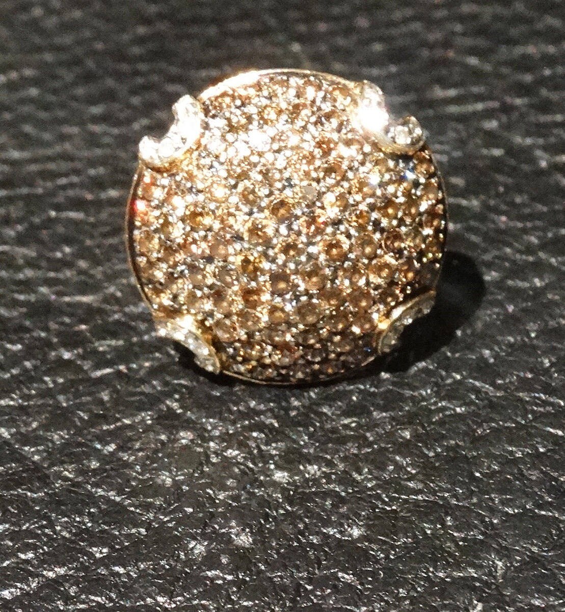 Champagne Diamond Ring 14K Yellow Gold | Etsy