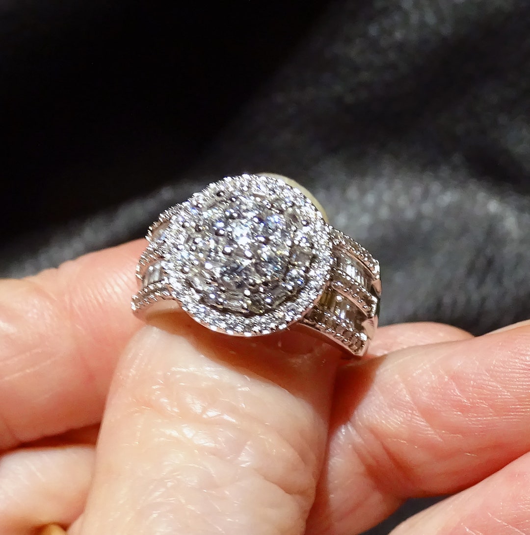 Cubic Zirconia Ring, Platinum Sterling - Etsy