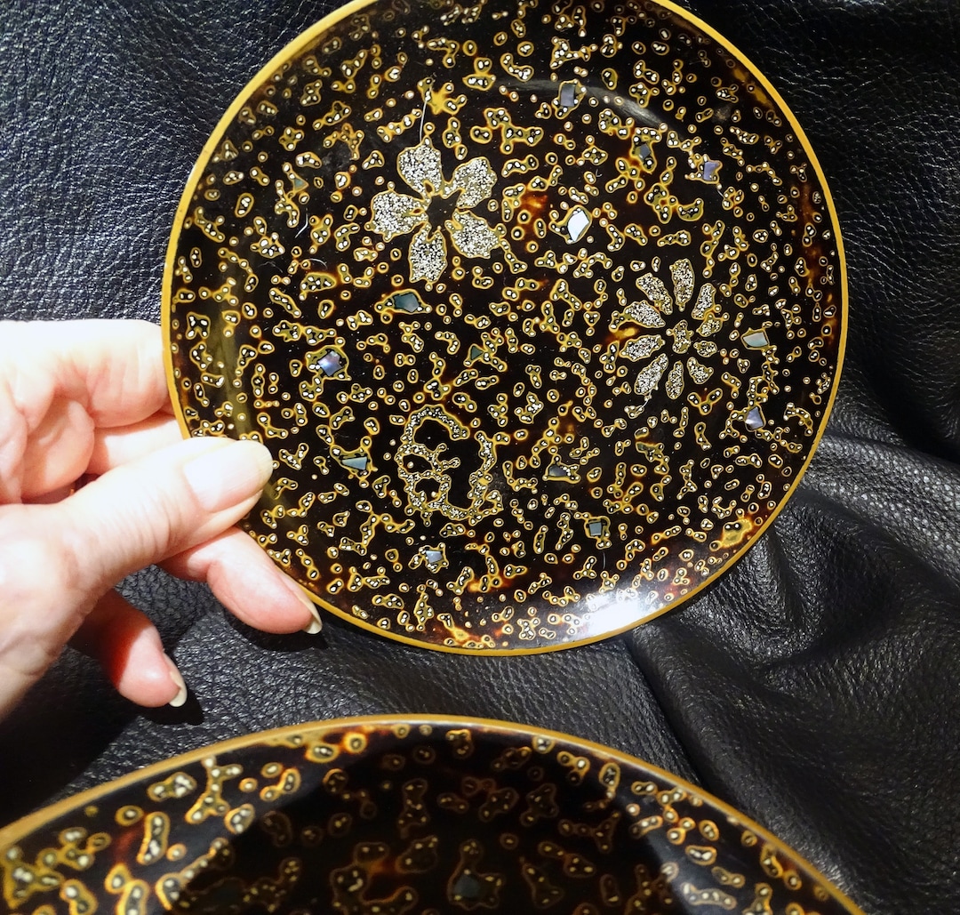 Japanese Lacquer Plates, Meiji Wakasa-nuri, Set of 6 - Etsy