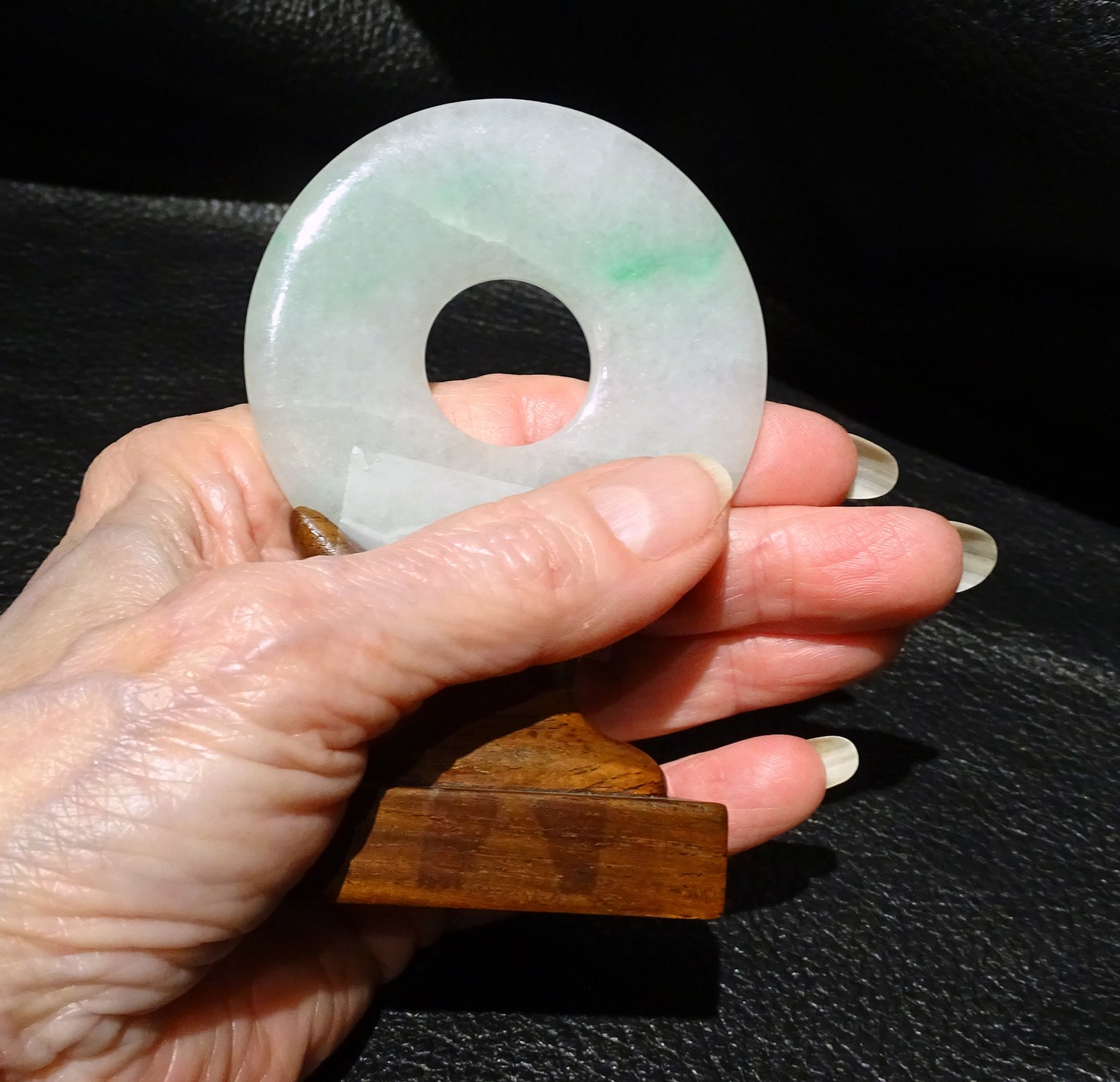 Jadeite Disk on Stand Pendant or Display - Etsy