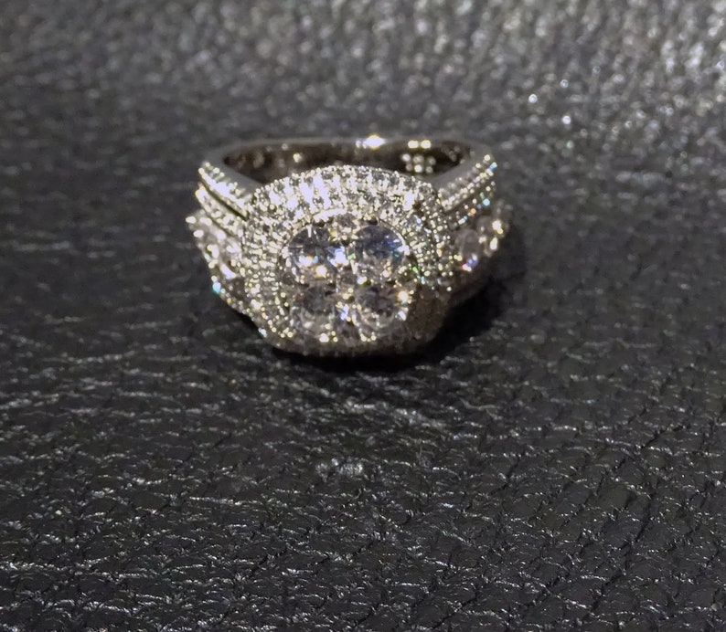 CZ Cluster Ring Platinum Over Sterling Silver - Etsy