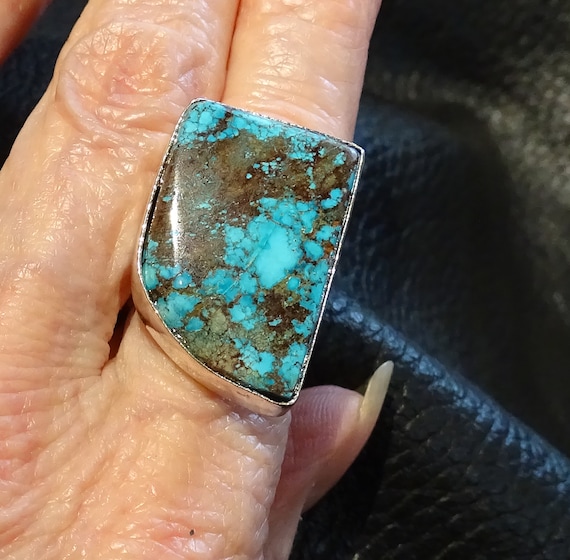 Bisbee Turquoise Ring/Earring Set, Sterling Silver, H… - Gem
