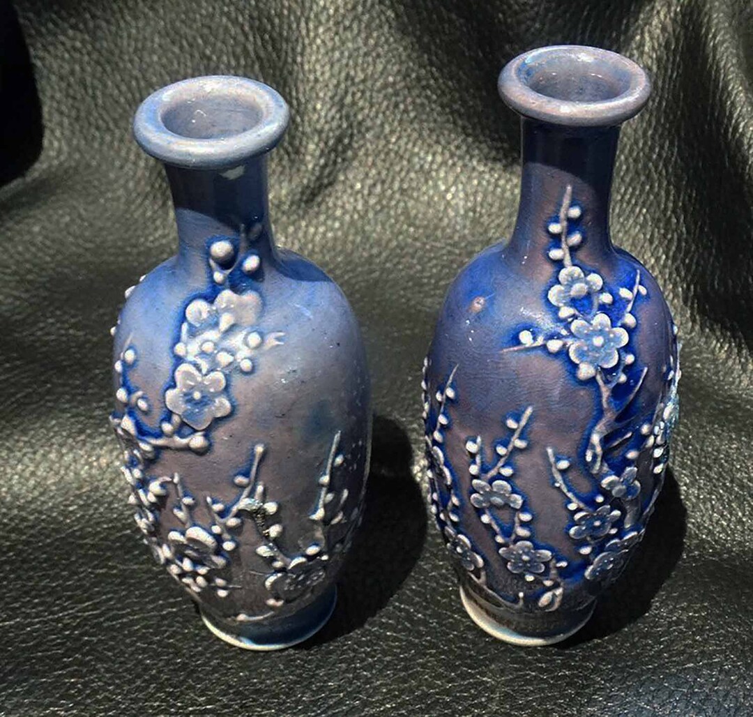 Miniature Chinese Vases, Pair RARE 18th Century Porcelain, Powder Blue ...