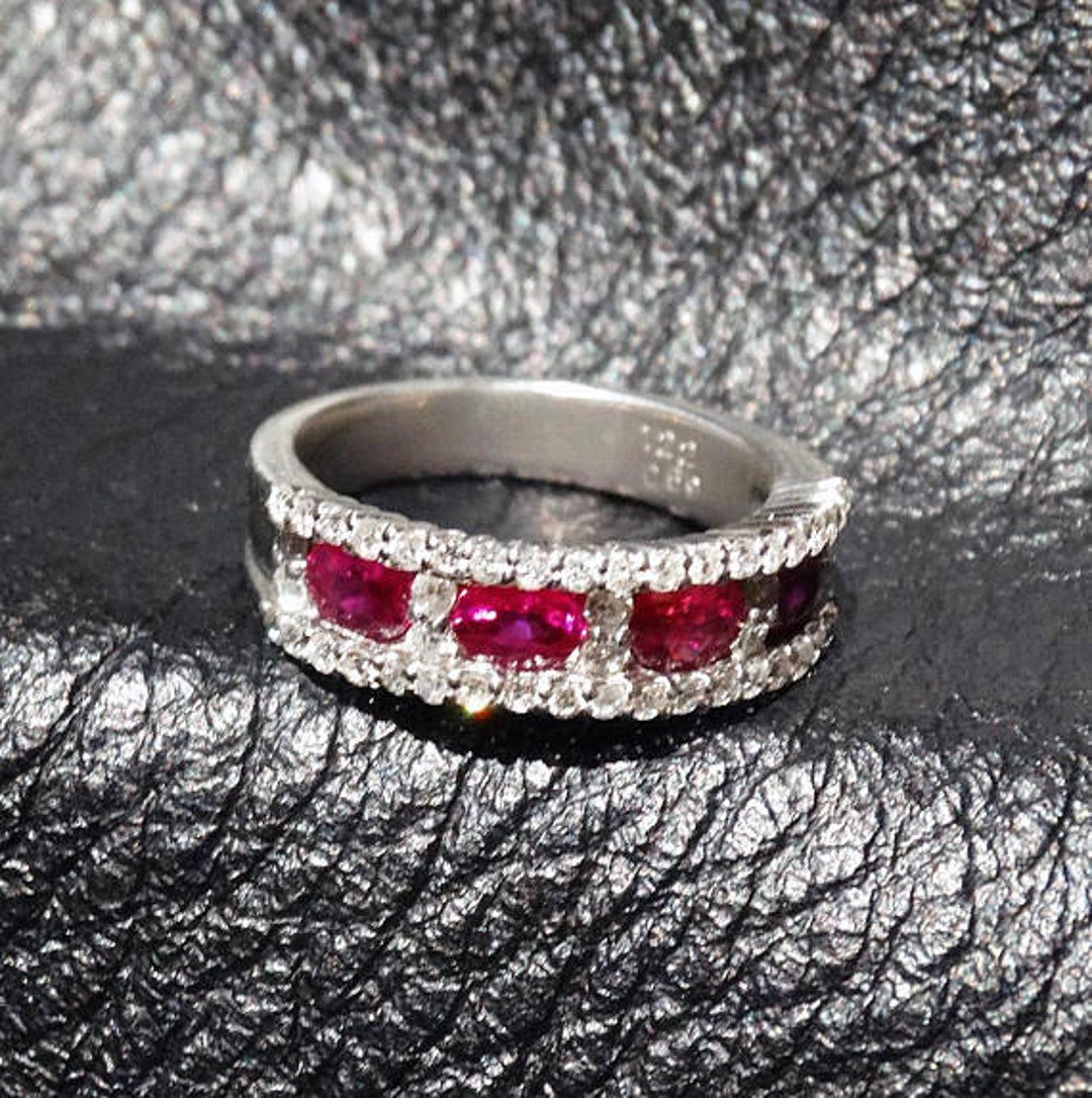 Platinum Ruby Diamond Ring Natural Rubies - Etsy