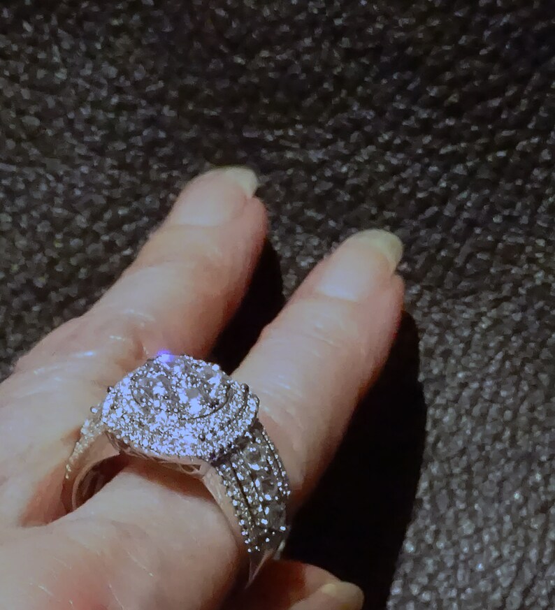 CZ Cluster Ring Platinum Over Sterling Silver - Etsy