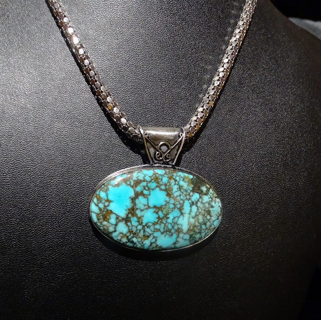 RARE Smokey Bisbee Turquoise, Pendant Necklace, Vintage Jewelry - Etsy