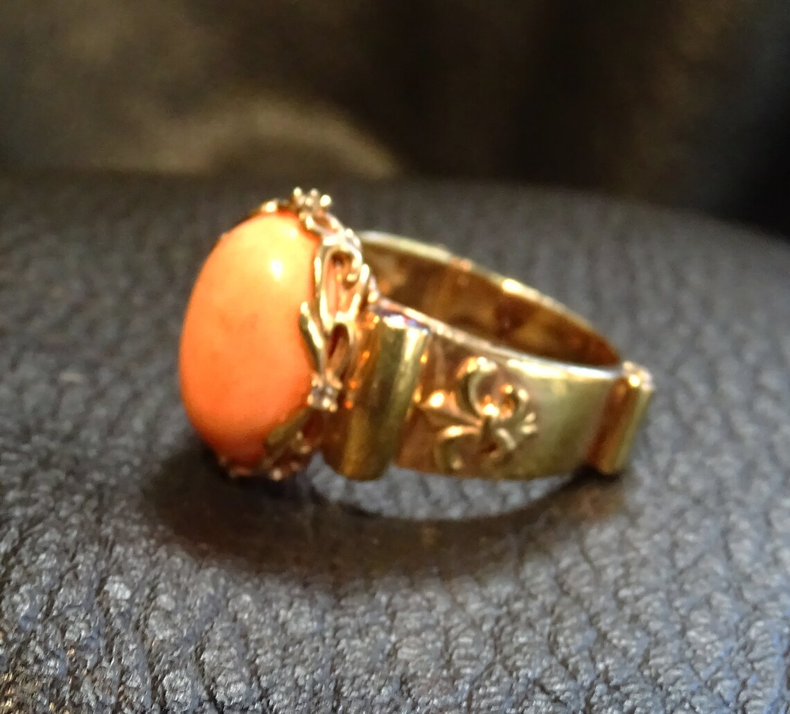 Salmon Coral Ring Unisex Size 11 - Etsy