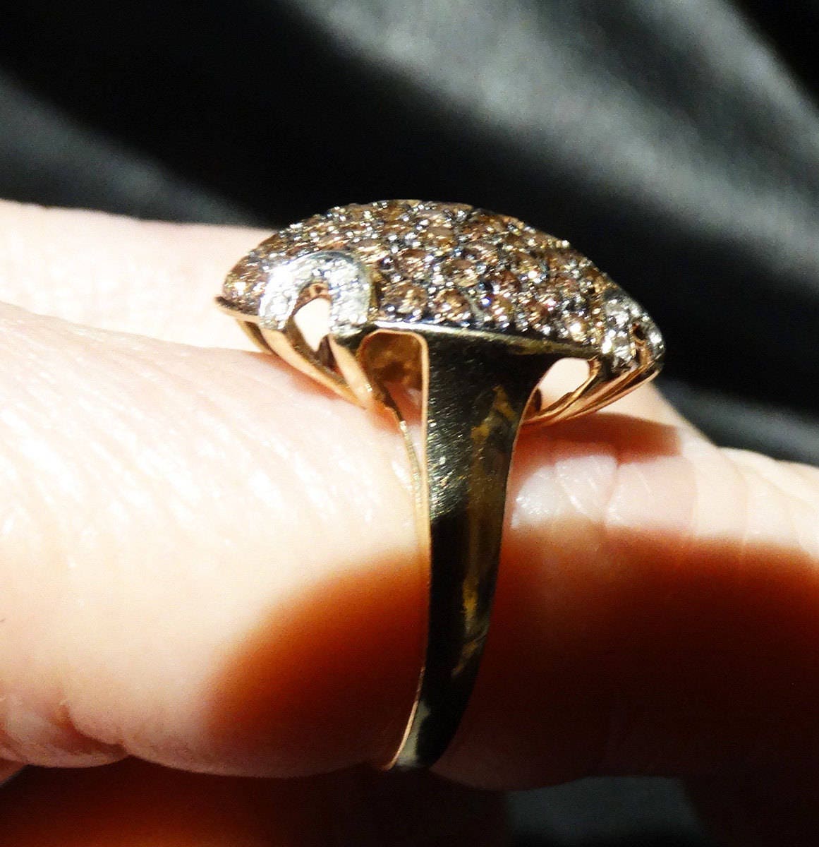 Champagne Diamond Ring 14K Yellow Gold | Etsy