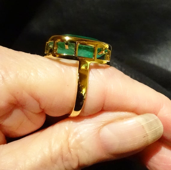 Colombian Emerald Ring Doublet 18k Gold Over Sterli Gem