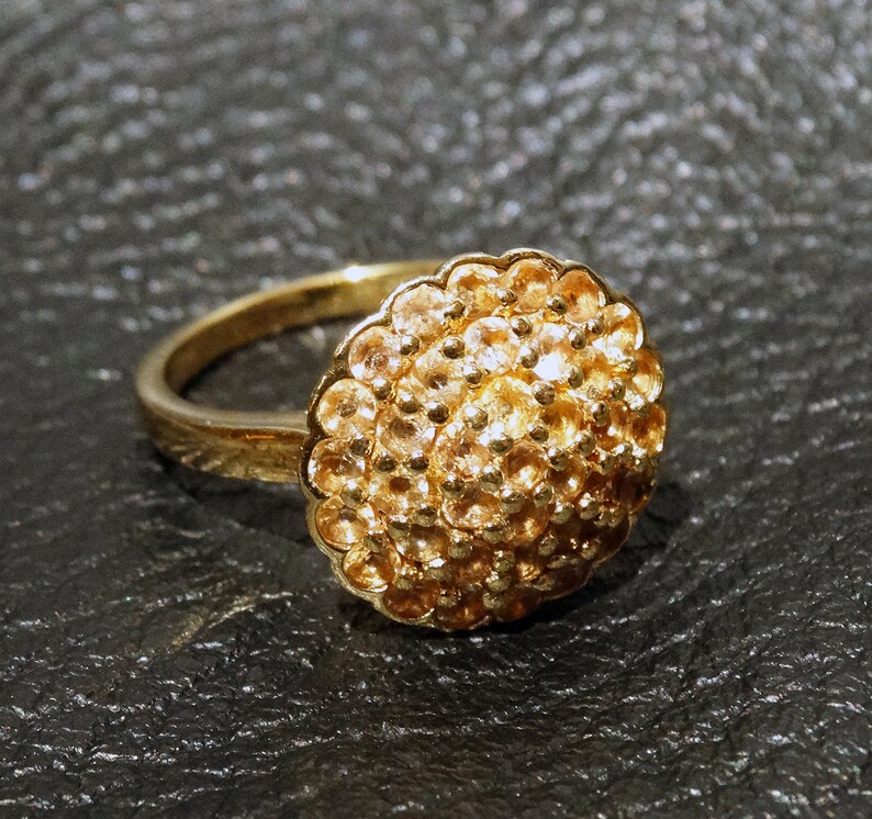 Imperial Topaz Ring, Cluster Dome, 14K Gold Over Sterling Silver - Etsy