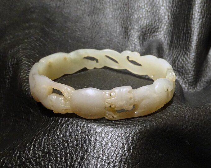 Jade Dragon Bangle Bracelet 73 Mm Hetian Nephrite Qing 1800s - Etsy